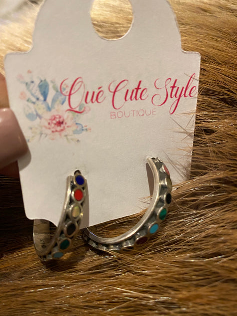 Multi Stone Post Hoops – Qué Cute Style Boutique